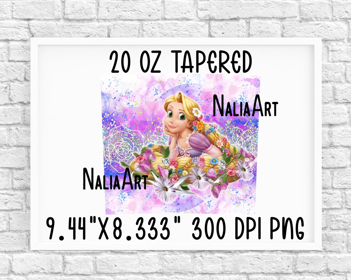 Princess Rapunzel Tangled 20oz Skinny Tumbler Wrap, Straight&tapered ...
