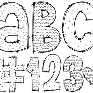 Doodle Letters Clipart, Letters Clip Art, Digital Clipart, Numbers Clip ...