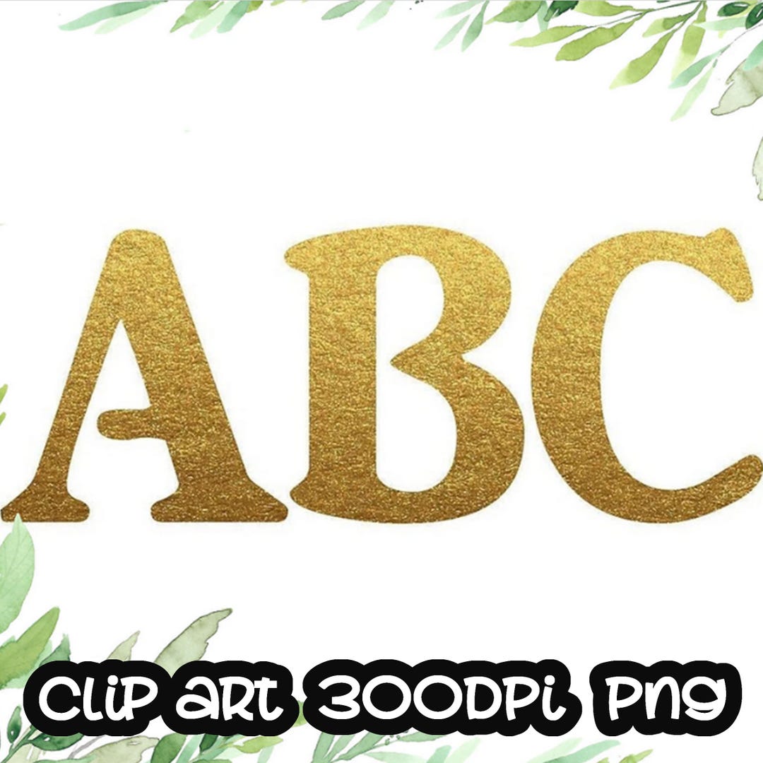 Gold Alphabet Clip Art, Gold Glitter Alphabet, Digital Clipart, Numbers ...
