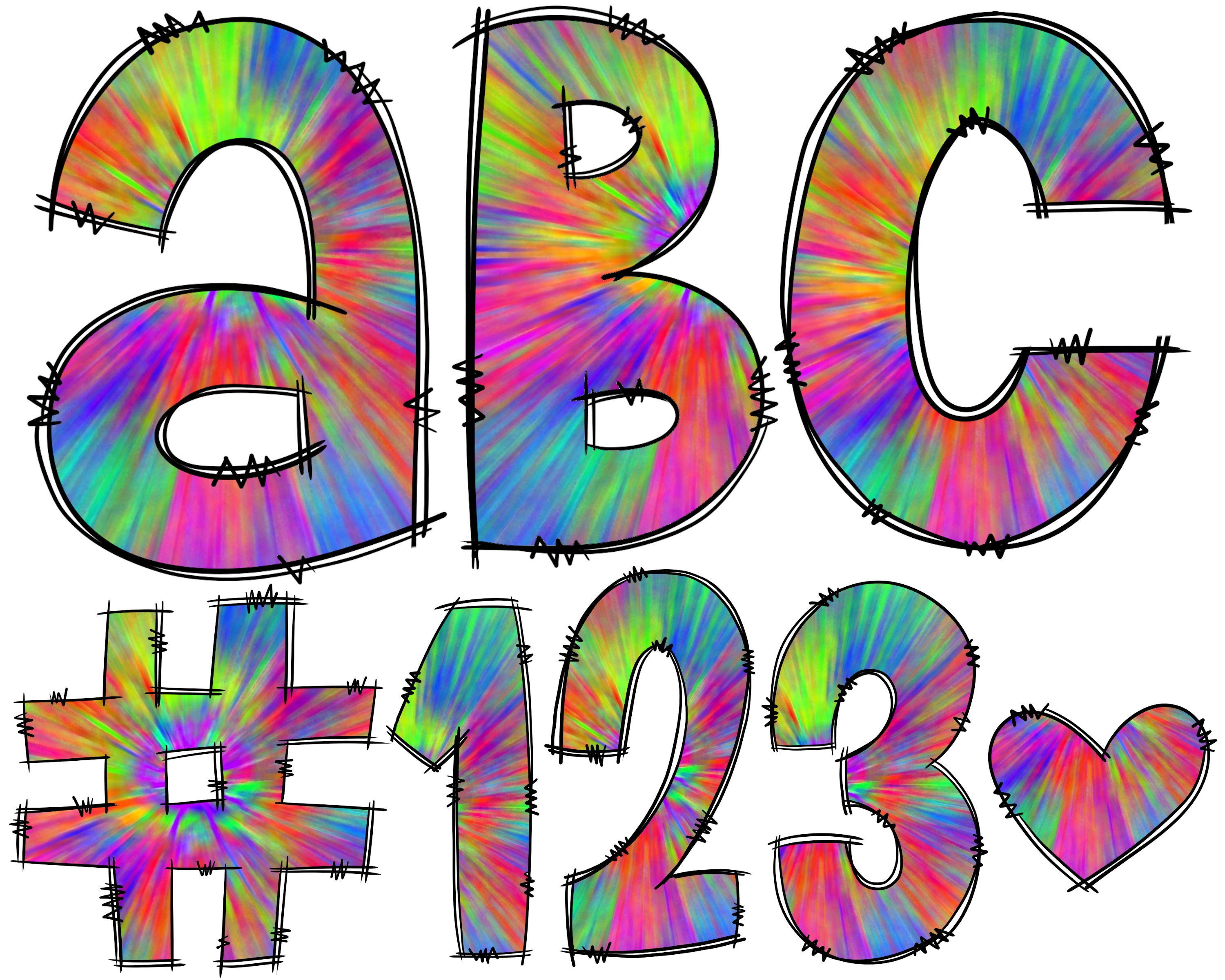 Tie Die Alphabet Clipart