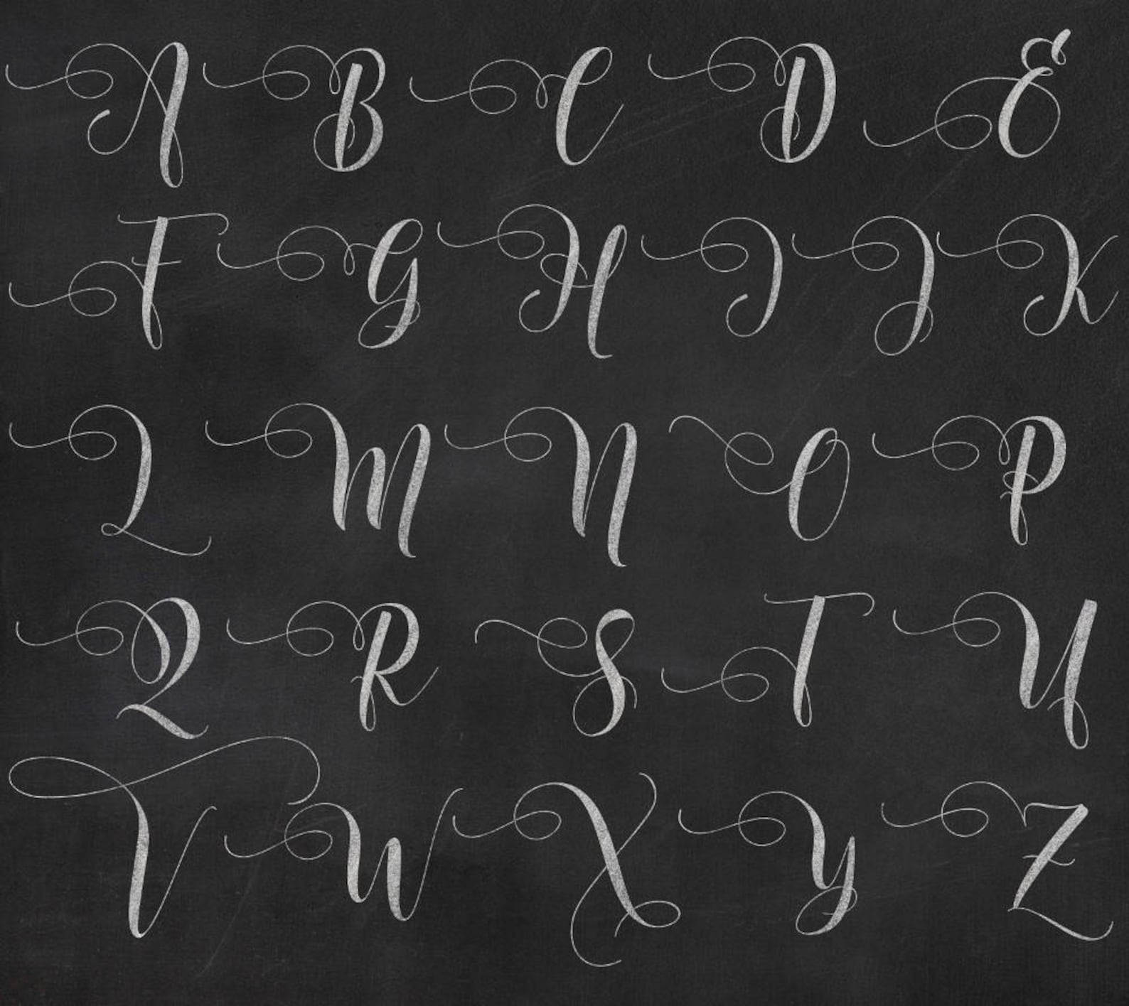 Chalkboard Alphabet Clip Art Chalk Digital Clipart Font | Etsy