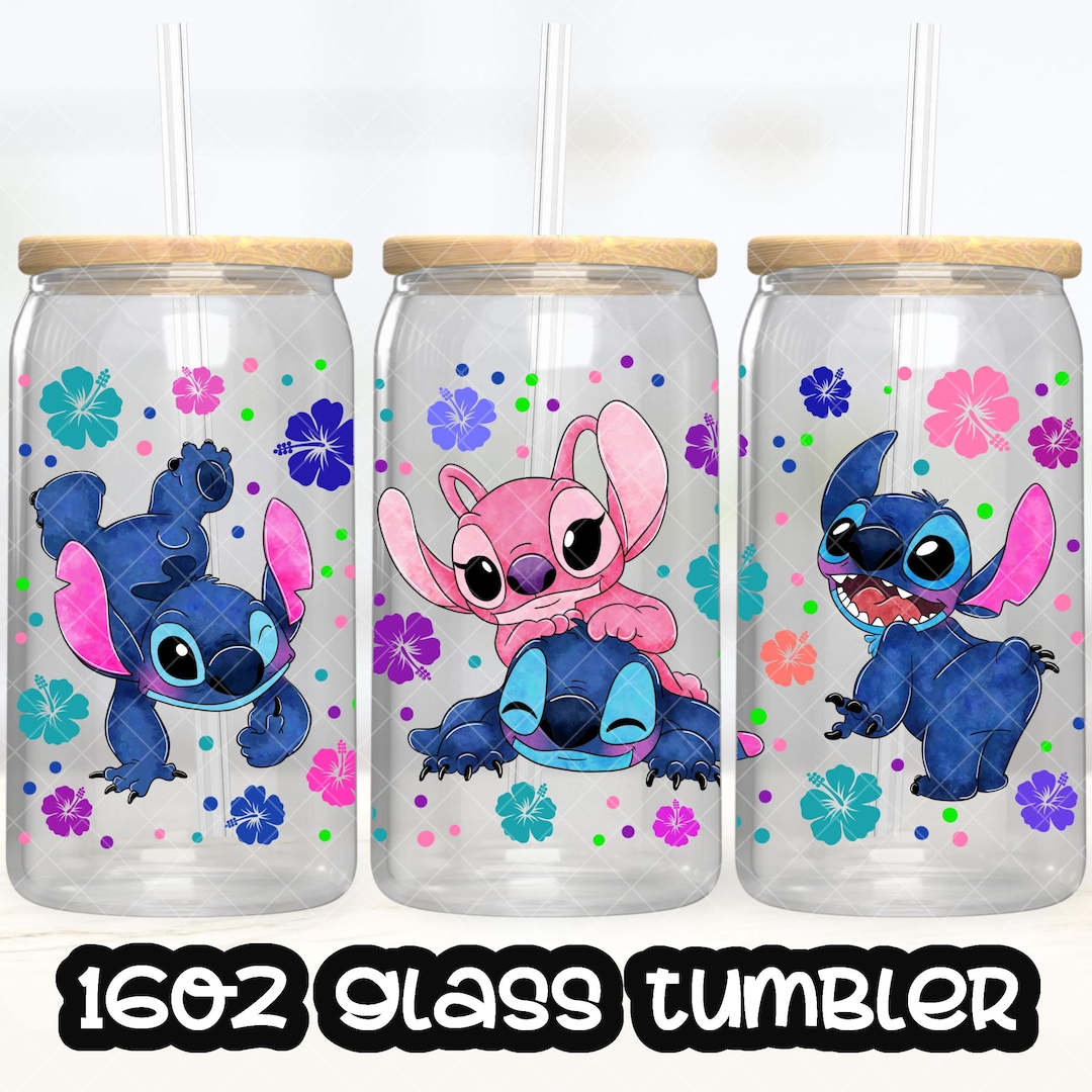 Anime Cartoon Stitch Angel Cup PNG File DIGITAL DOWNLOAD 16oz Glass ...