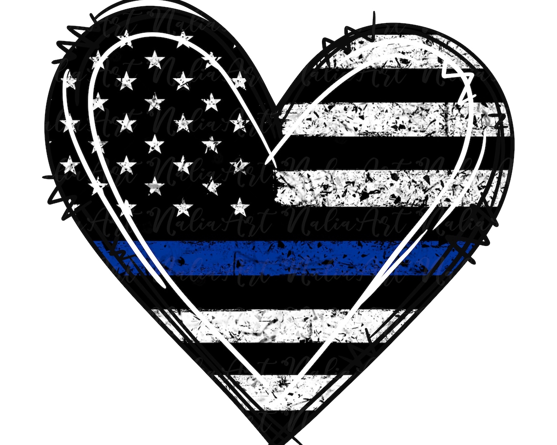 Back the Blue Heart PNG Thin Blue Line Police Design - Etsy