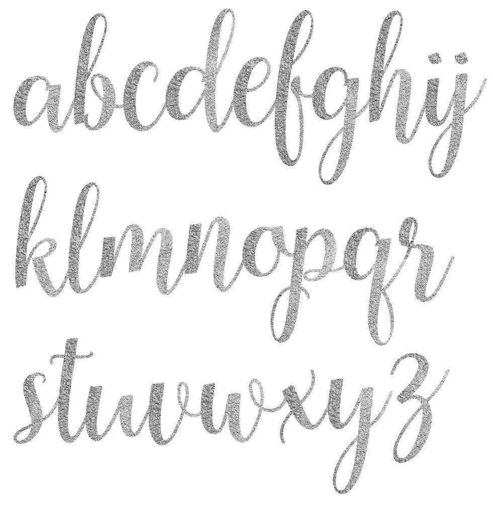 Alphabet Clip Art, Glitter Foil Silver Alphabet, Digital Clipart ...