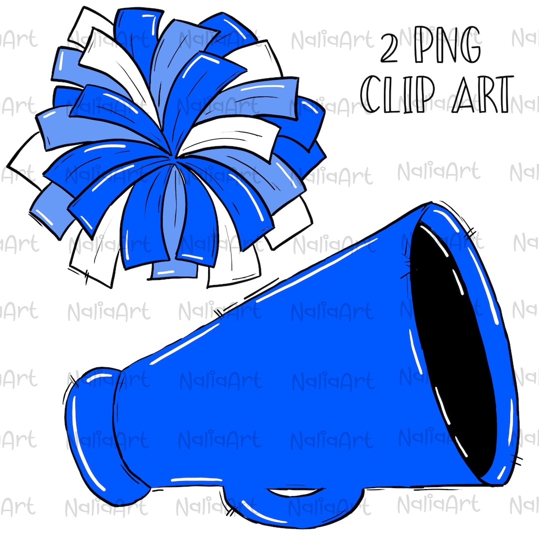 Cheer Poms Megaphone Football Blue Digital Download Cheerleader ...