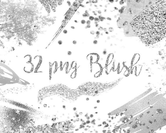 Silver Brush Strokes Clipart Silver Glitter Clipart Silver | Etsy