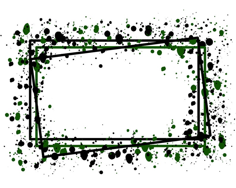 Frame Splatter Green Black Background Printable Artwork Splash ...