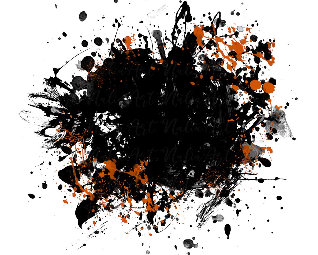 Background Paint Splatter Black Orange Splash Frame Splatter Background ...