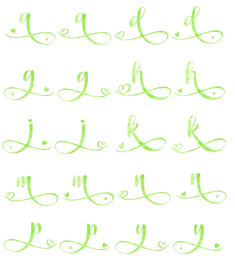 Green Watercolor Alphabet Clipart Watercolor Letters Digital | Etsy