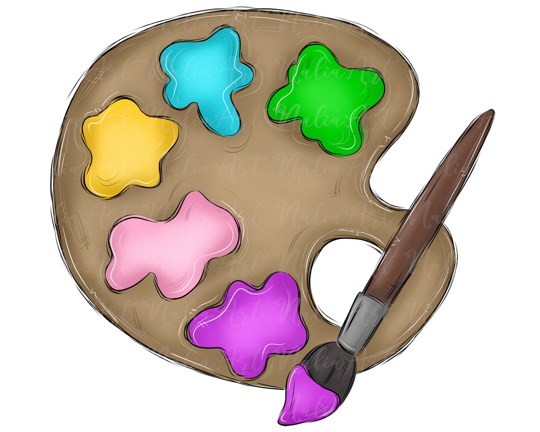 Paint Brush Palette Hand Drawn Digital Clip Art Sublimation PNG - Etsy