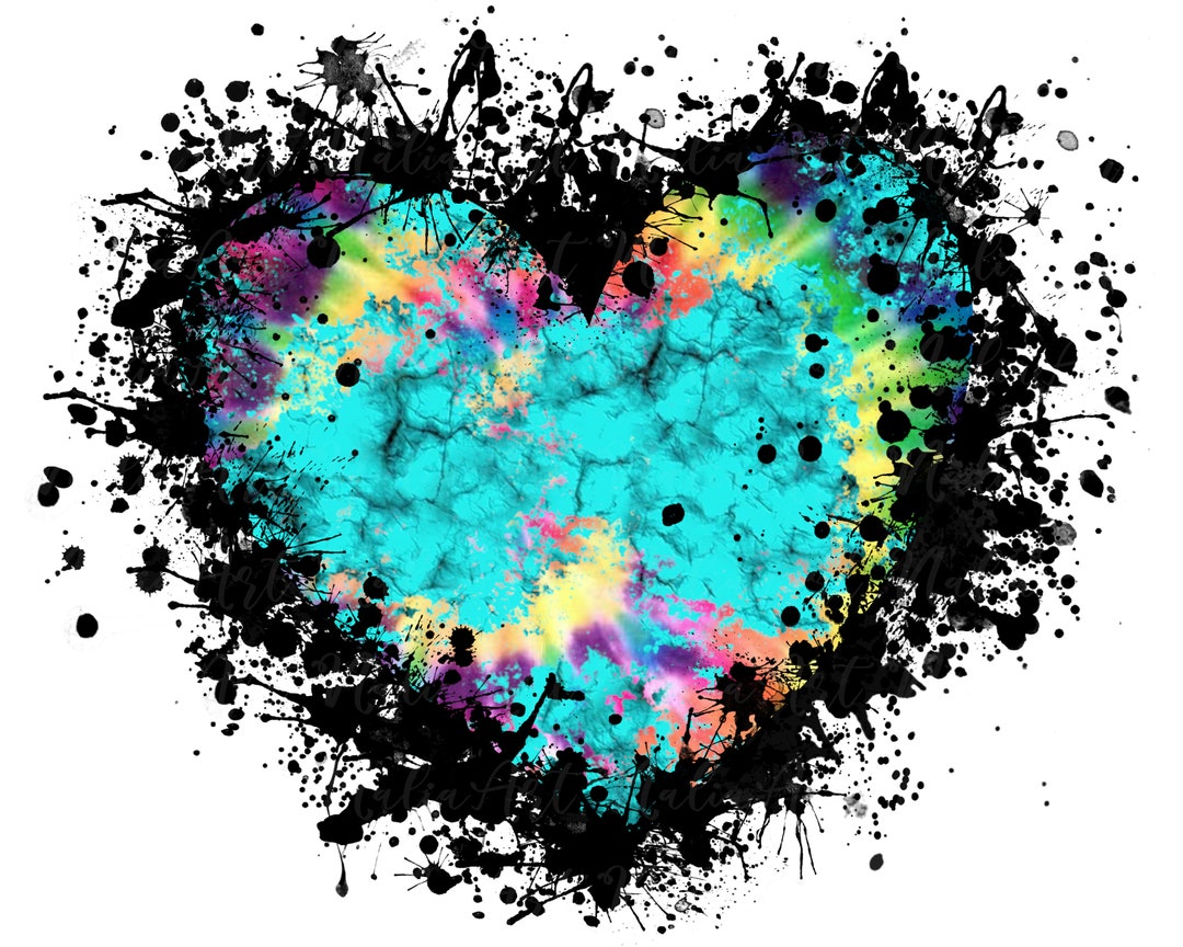 Heart Turquoise Tie Dye Heart PNG Cheetah Heart Heart Watercolor ...