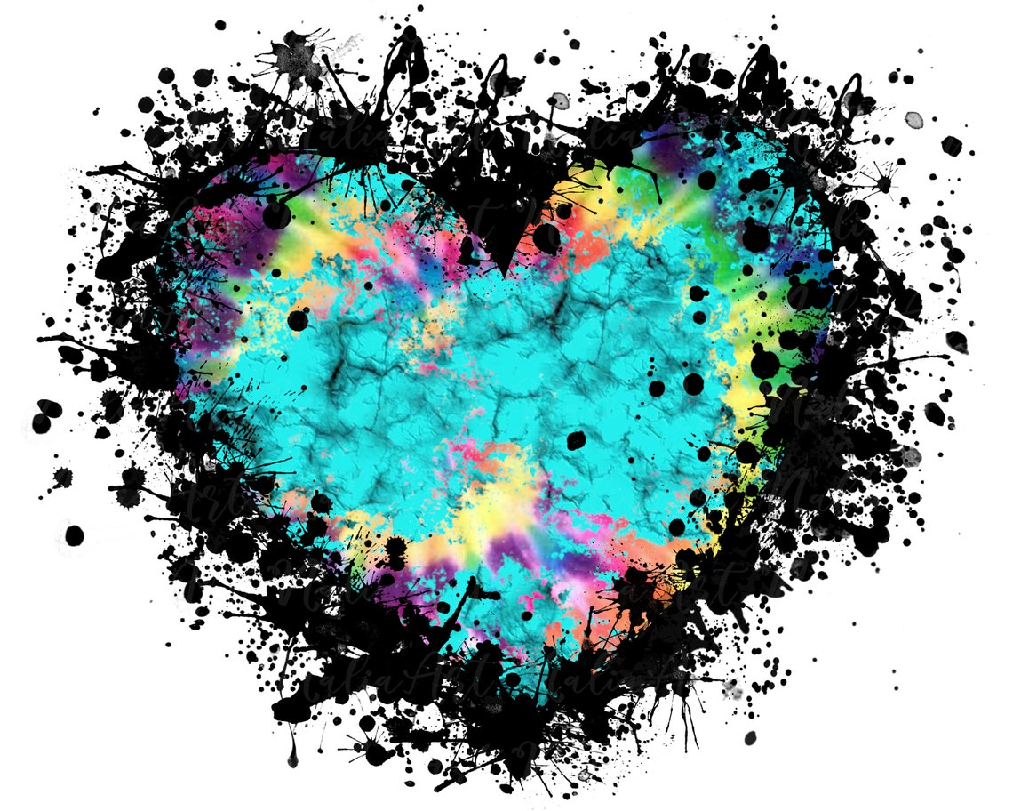 Heart Turquoise Tie Dye Heart PNG Cheetah Heart Heart - Etsy