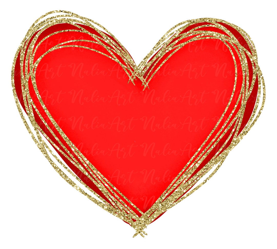 Heart Sublimation PNG Heart Glitter Gold PNG Red Heart Heart Watercolor ...
