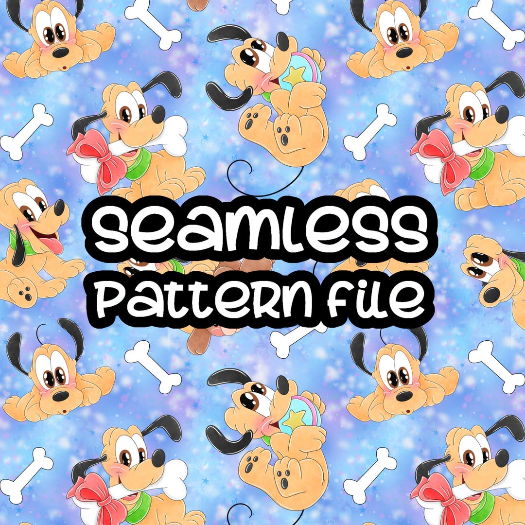 Pluto Baby Toddler Seamless Pattern, Mickey Mouse and Friends Digital ...