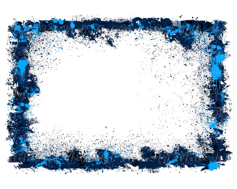 Frame Splatter Blue Background Printable Artwork Splash - Etsy