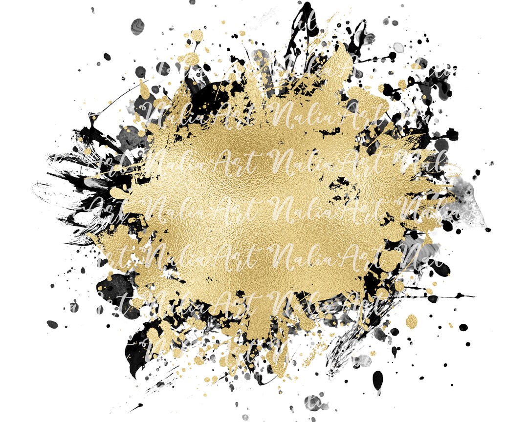 Background Paint Splatter Gold Black Splash Frame Splatter - Etsy