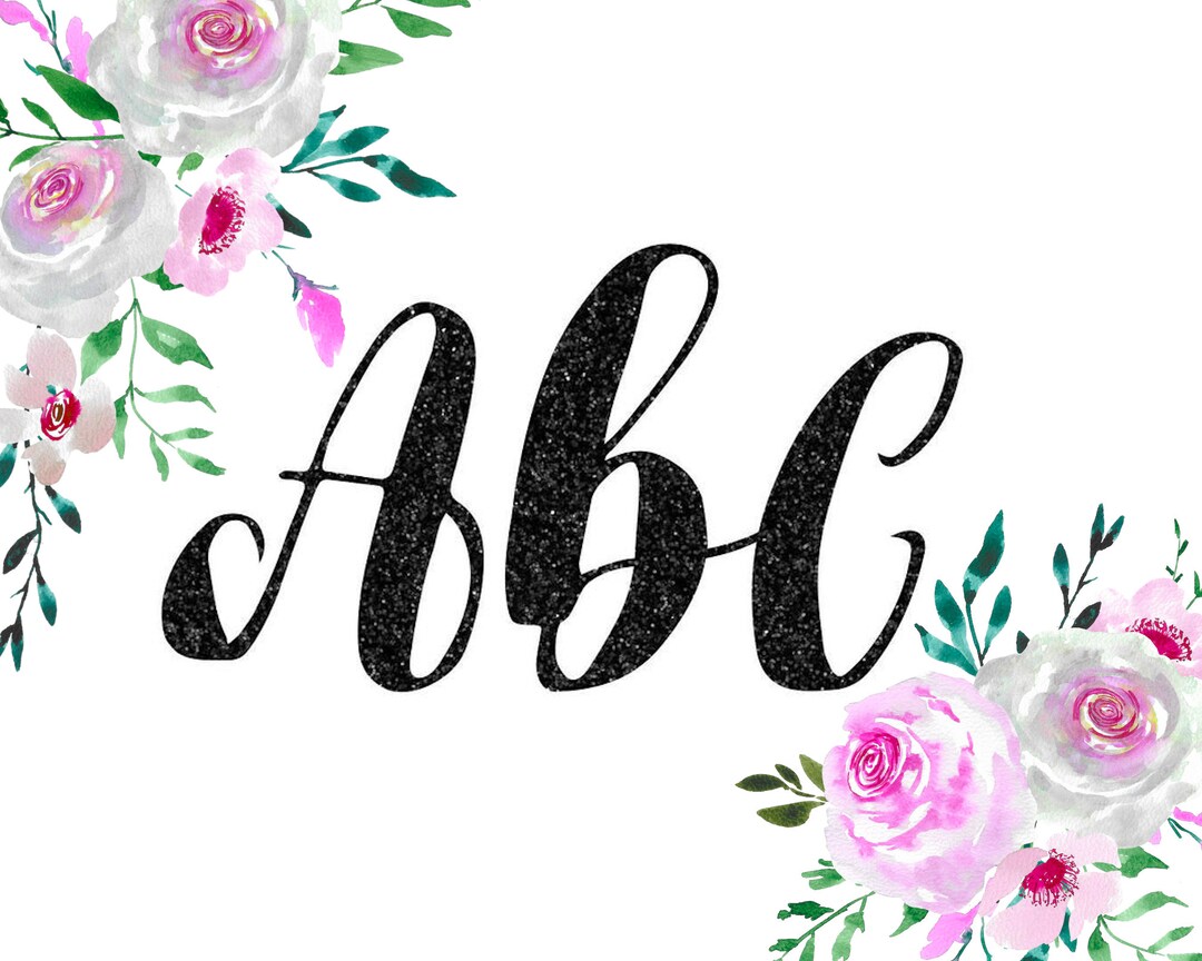 Black Glitter Alphabet, Digital Clipart, Numbers, Font, Letters Cards ...