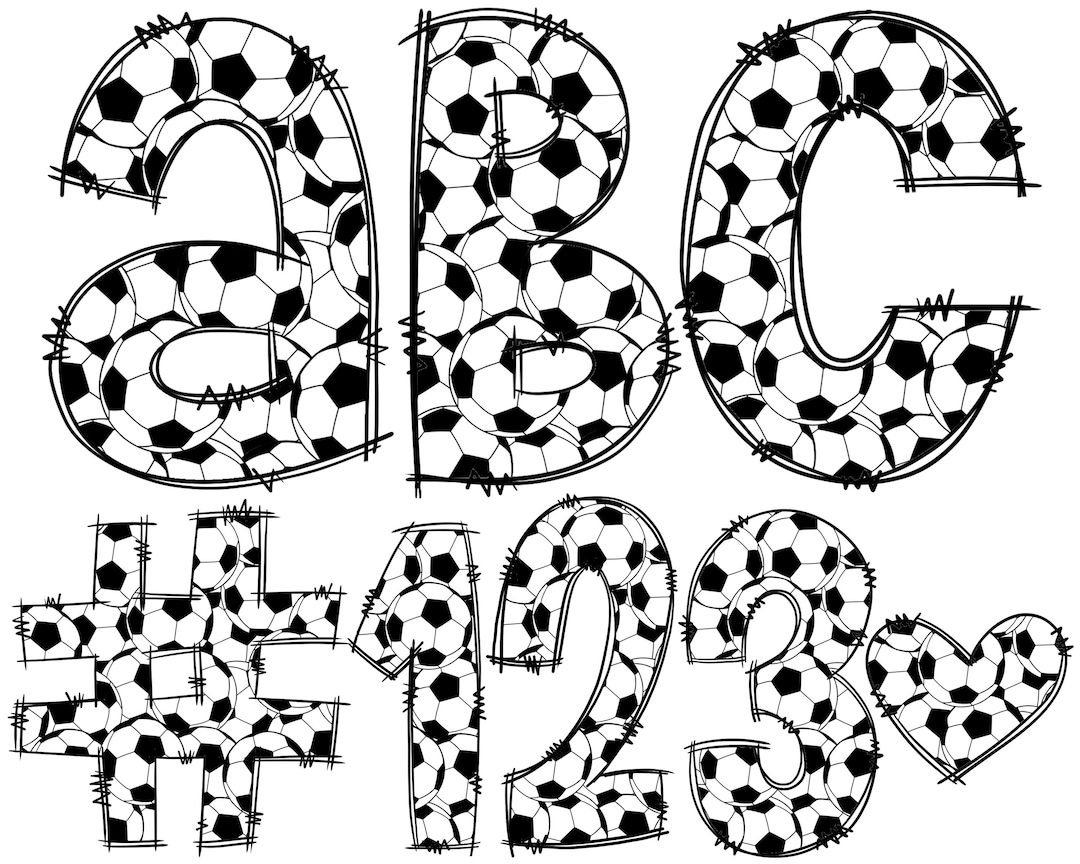 Soccer Doodle Letters Clipart, Soccer Letters Clip Art, Sports Digital ...