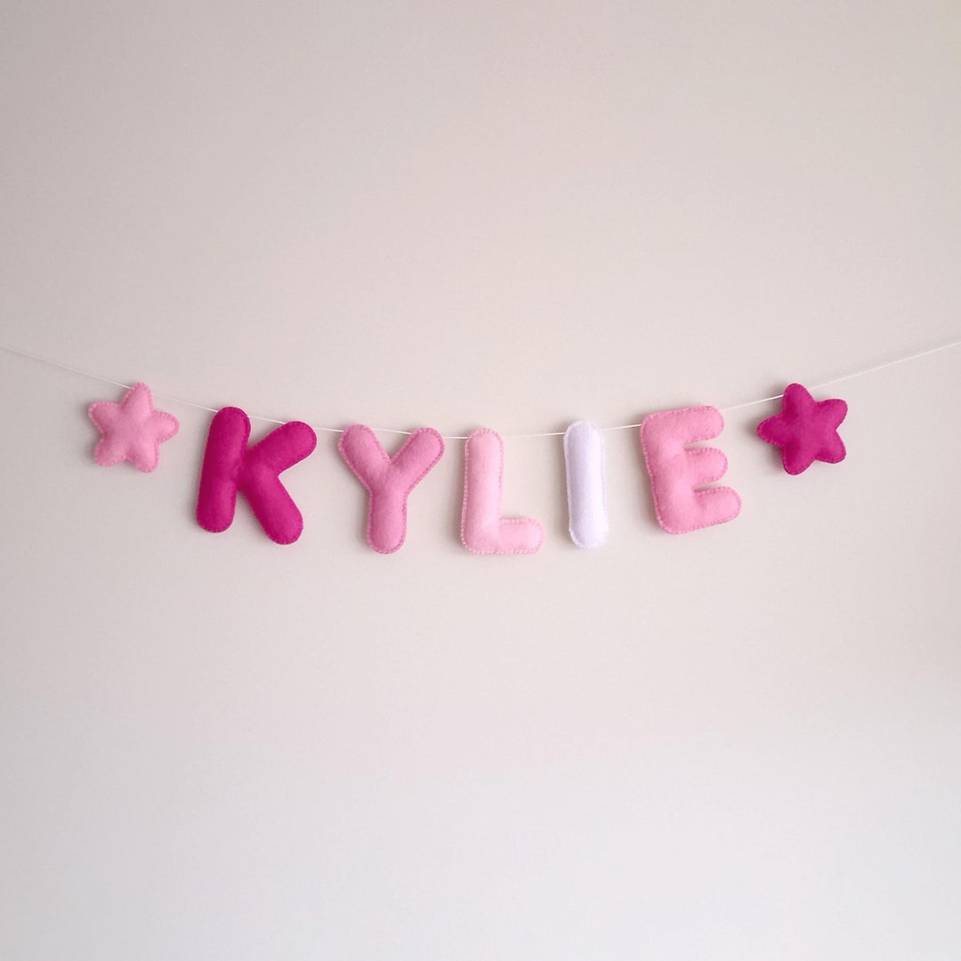 Pink Baby Name Banner • Girl Nursery Decor • Wall Hanging ...