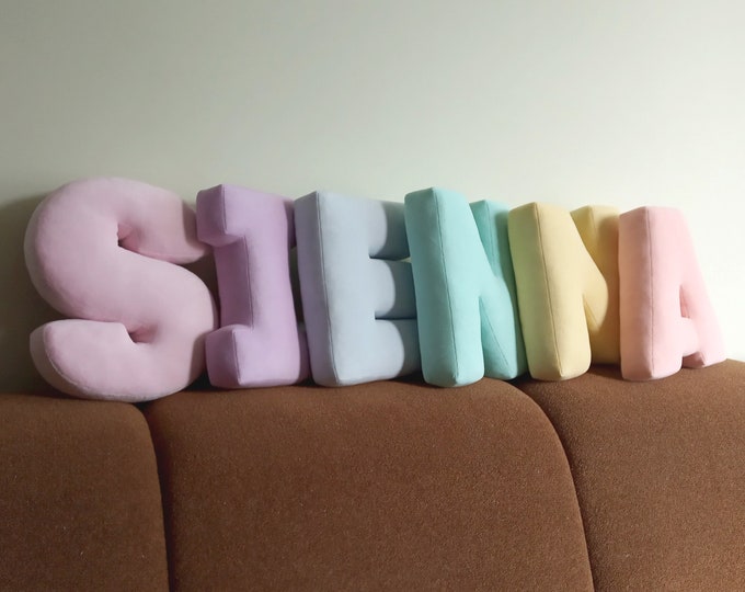 Puffy Hand-sewn Letters Personalized Shelf Decor With Stars Educational ...