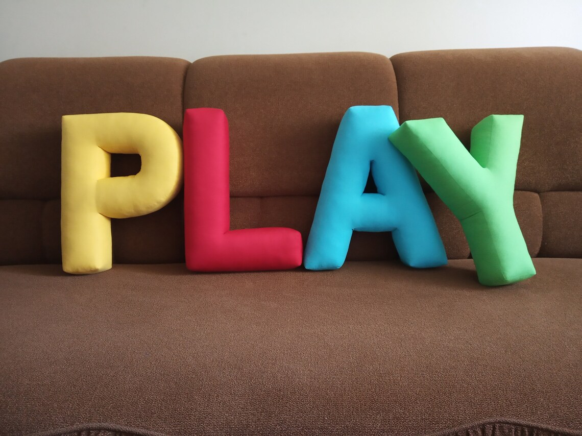 Bright Multi-colored Pillows for Game Room Decor Educational | Etsy