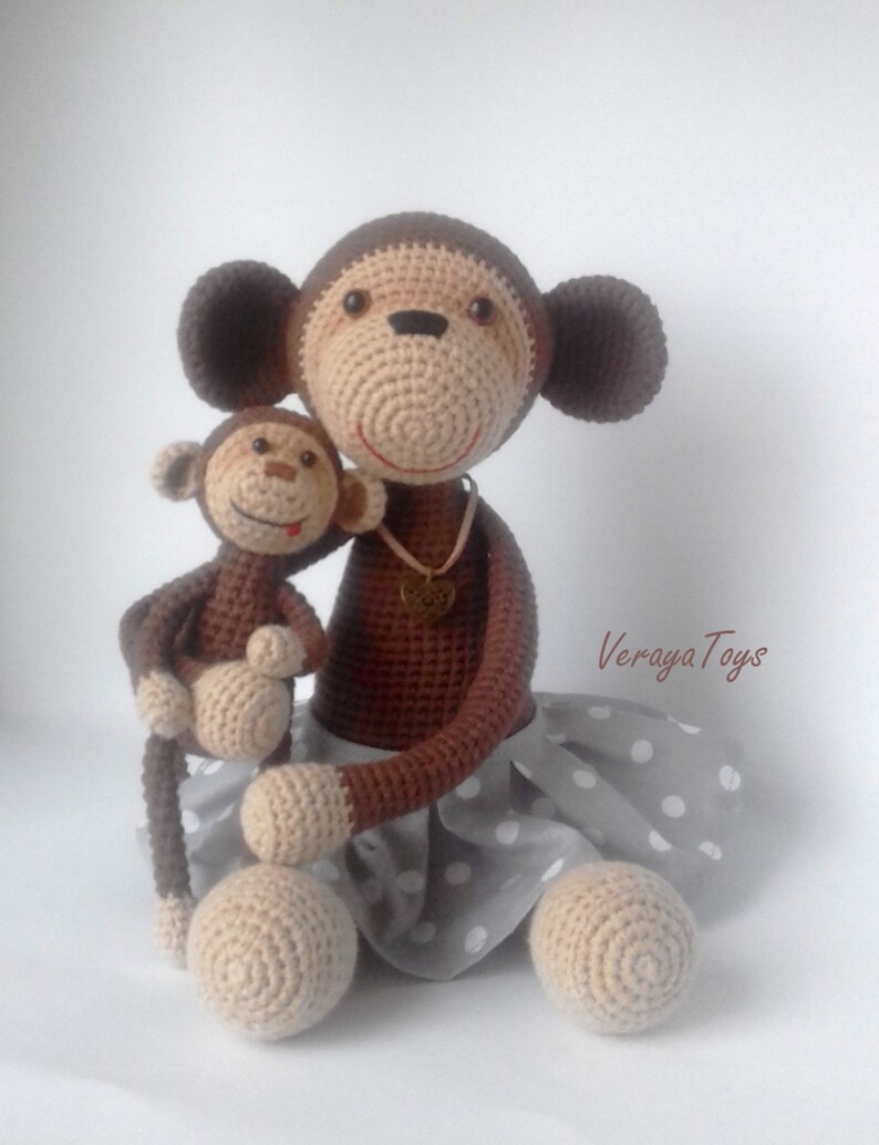 Cute Monkey With Baby Handmade Souvenir Stuffed Animal Crochet - Etsy