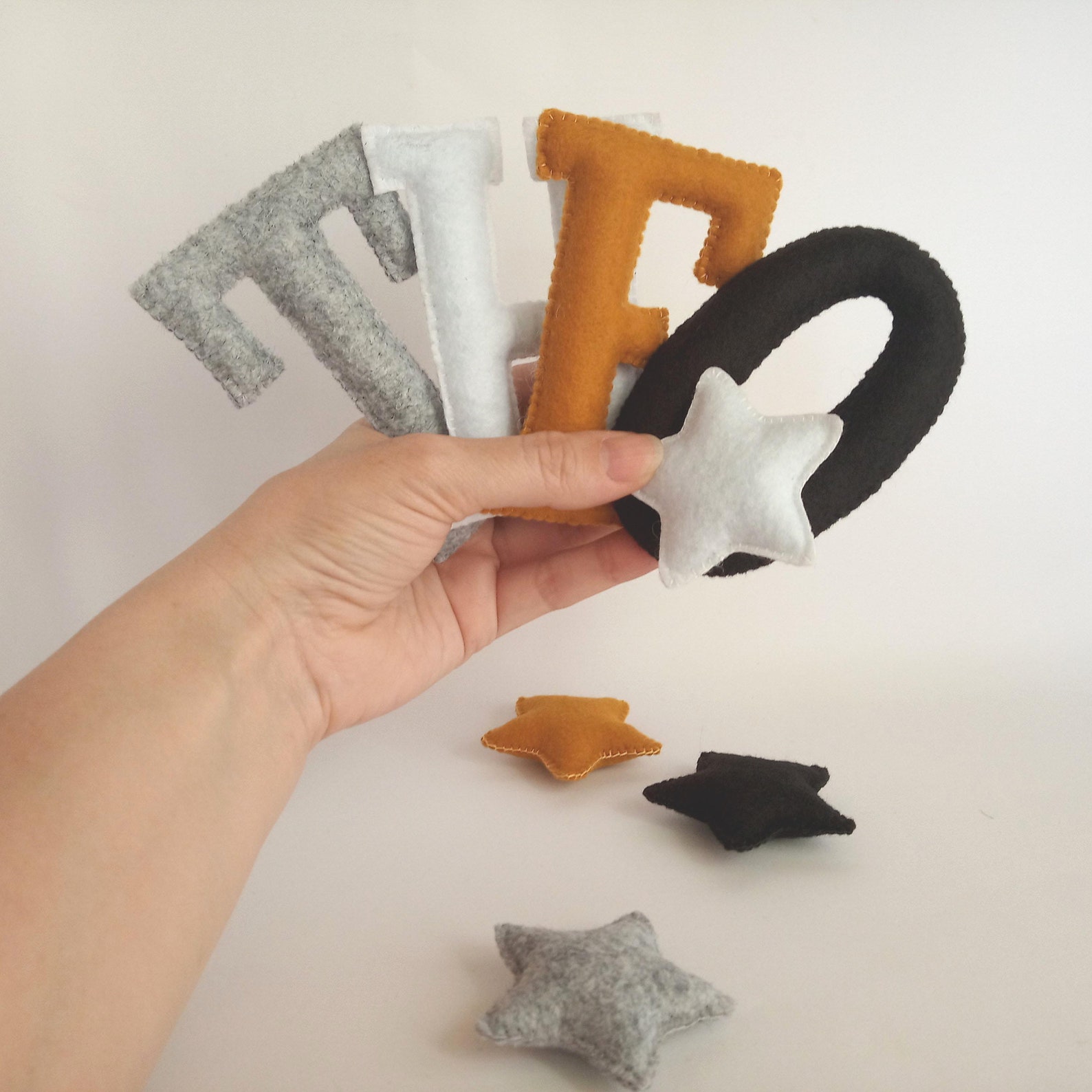 Puffy Hand-sewn Letters • Personalized Shelf Decor With Stars ...