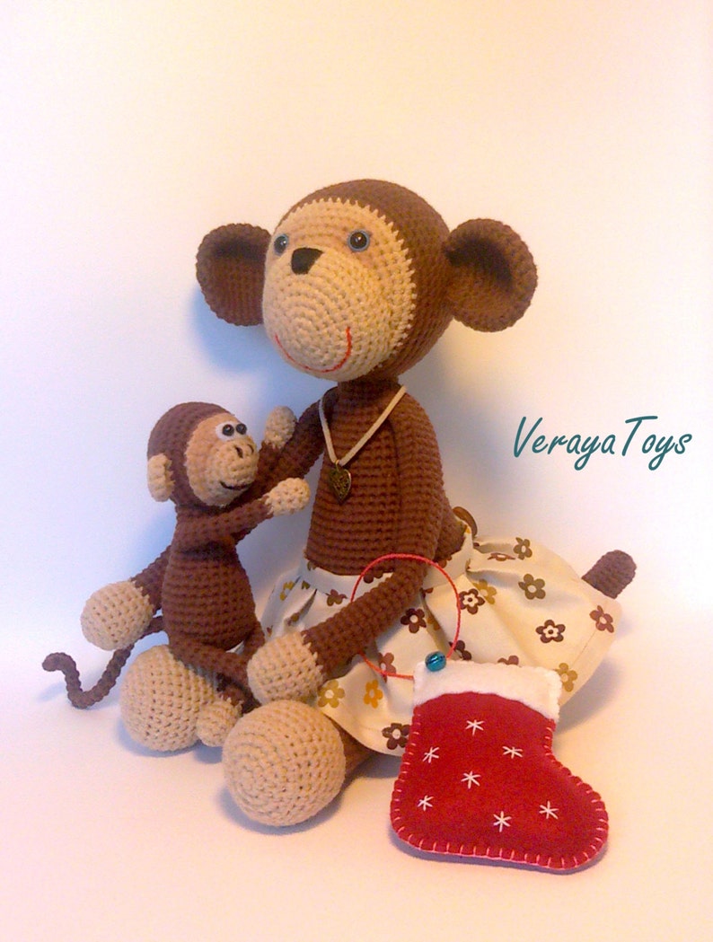 Cute Monkey With Baby Handmade Souvenir Stuffed Animal Crochet - Etsy