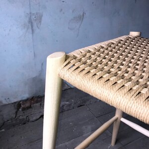 Mid-century Post and Rung Stool. Danish Cord Modern Minimalist White ...