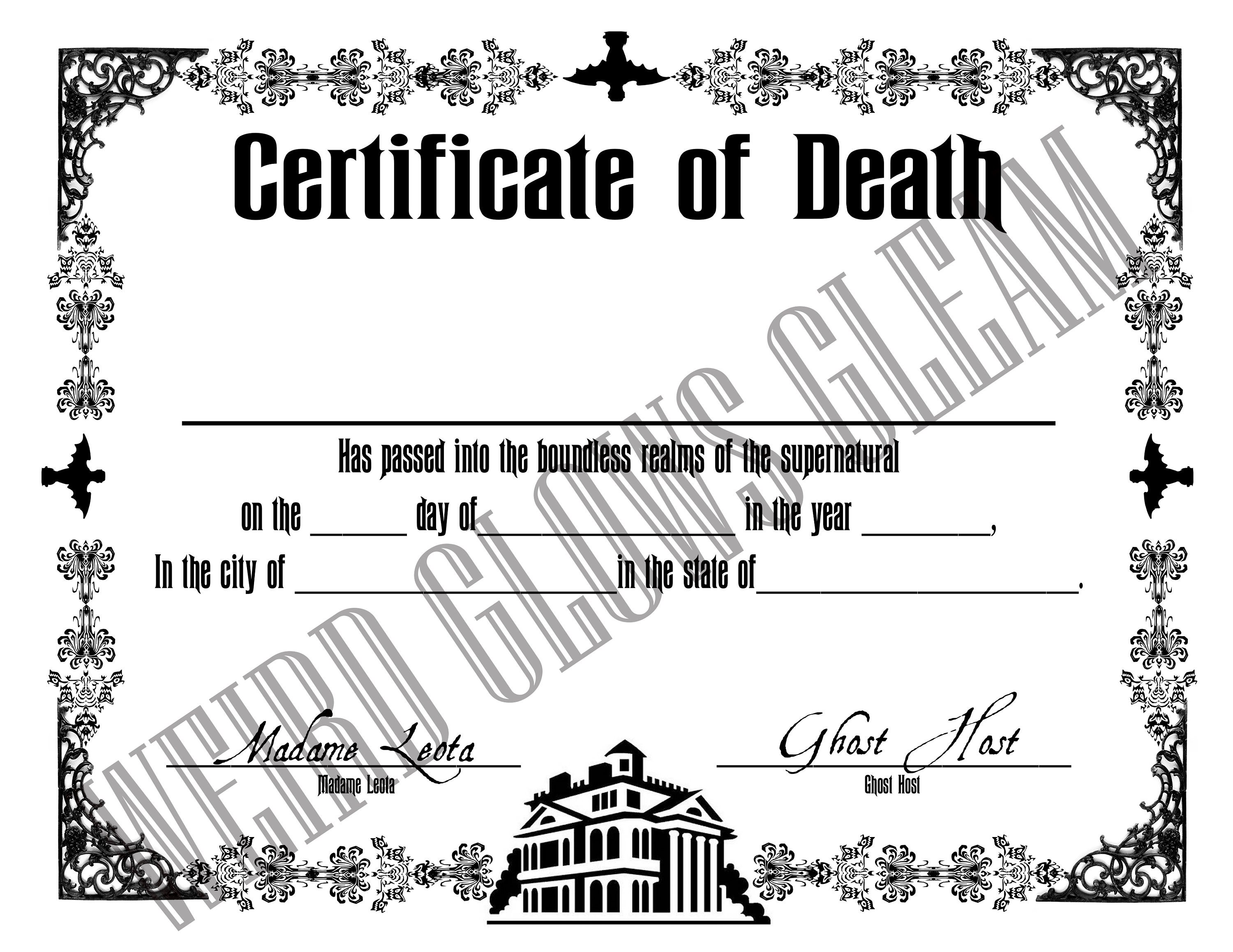 Blank Death Certificate Template