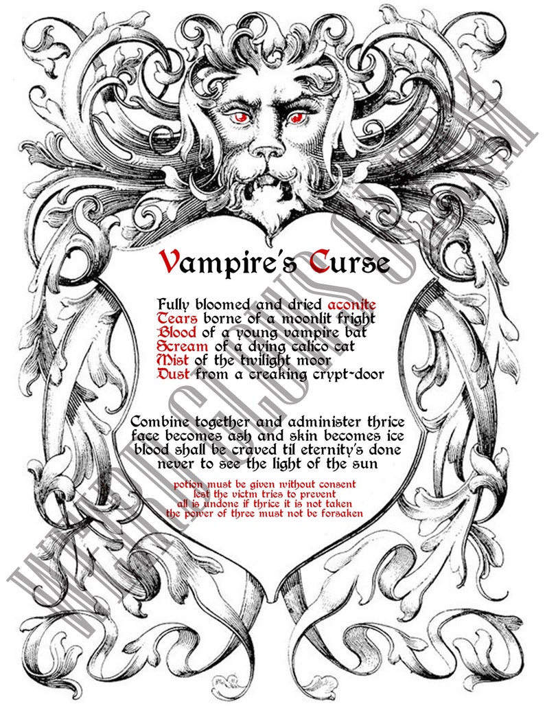 Vampire Curse Spell Book Page - Etsy Australia