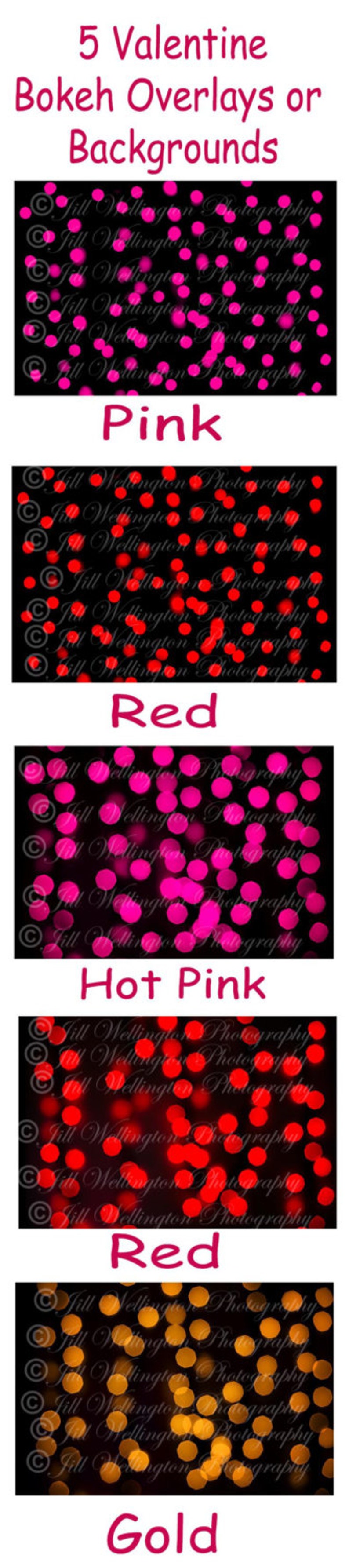 DIGITAL Valentine Bokeh in Red Pink and Gold Overlays - Etsy