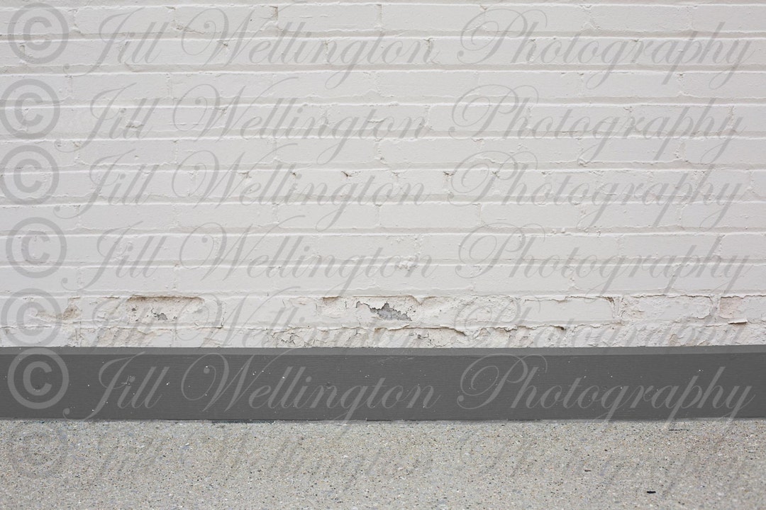 DIGITAL Brick Wall White, With Baseboard, Background, Backdrop, for ...