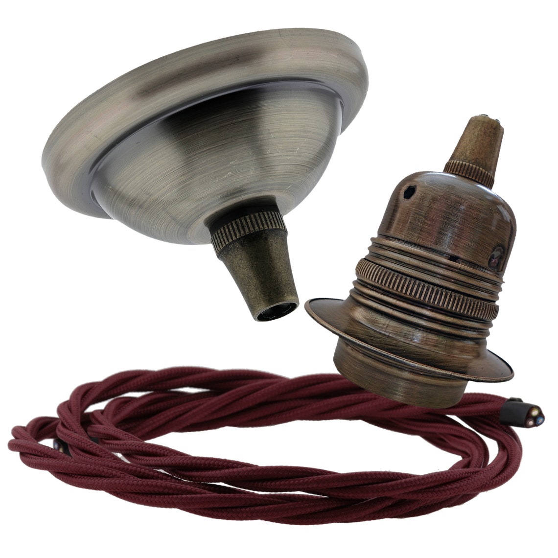 Metal Ceiling Pendant Kit Incl. Antiqued Brass Finish Rose and - Etsy