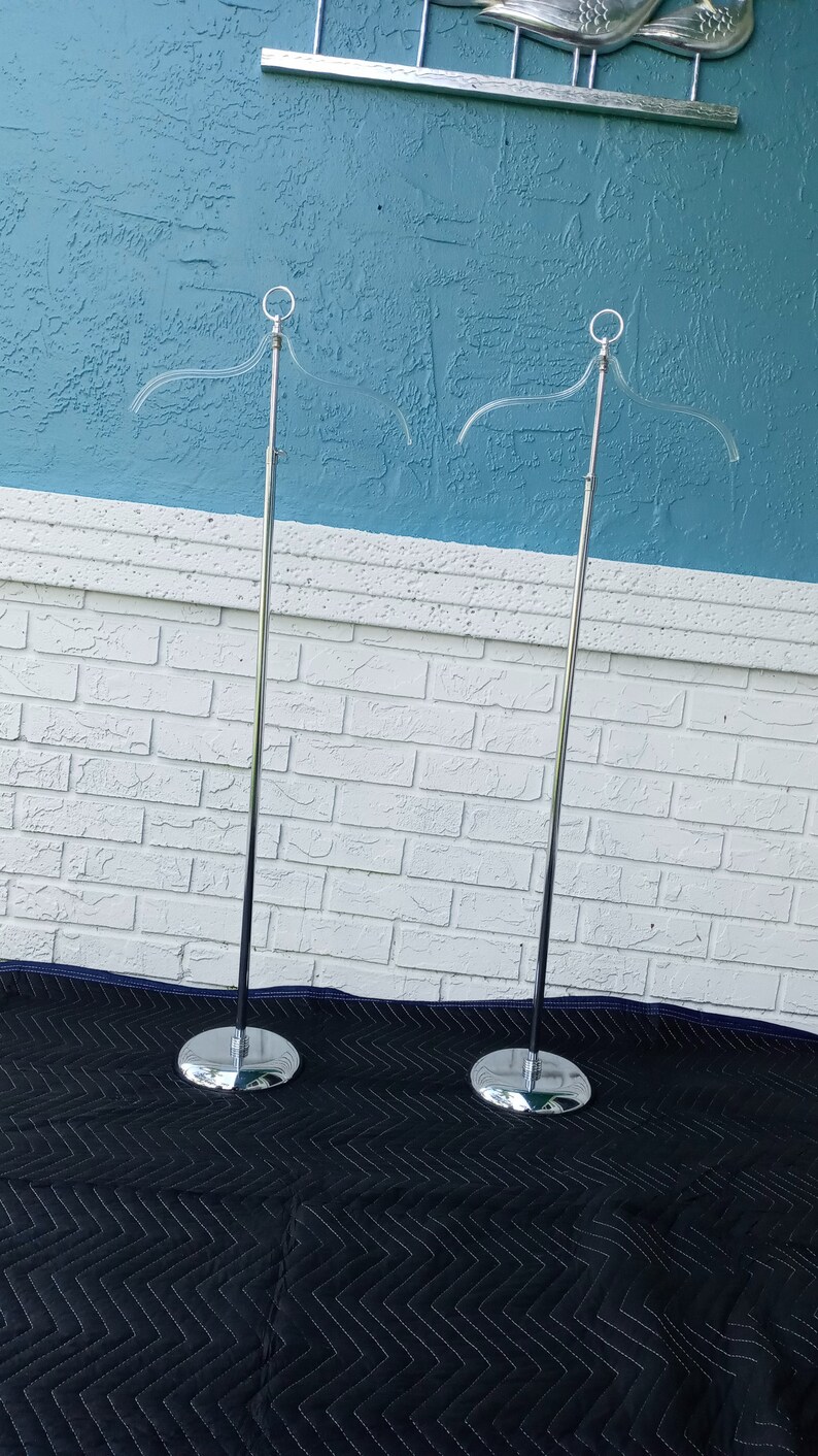 Pair of Mid Century Modern Adjustable Chrome Stand Lucite | Etsy