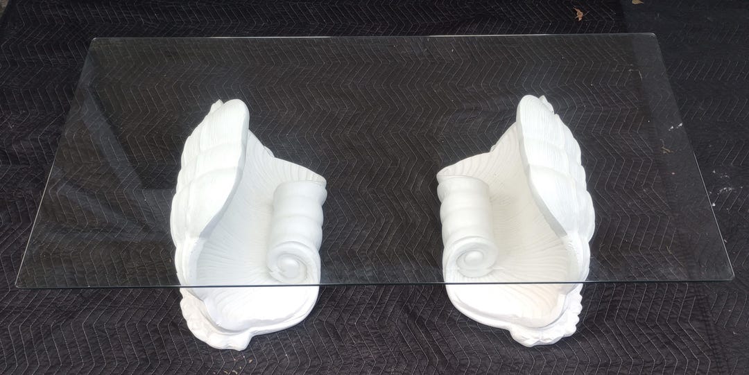 Vintage Mid Century Sea Shell Coffee Table Glass Top - Etsy