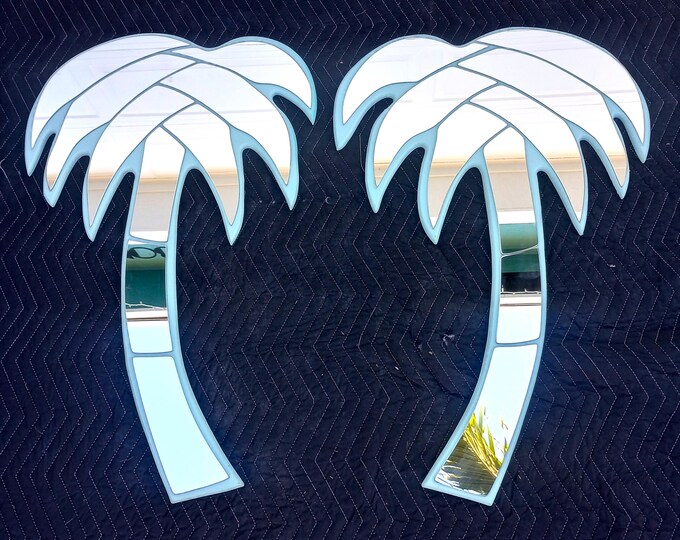 Mid Century 80's Rare Pair of Tropical Coastal Palm Tree 3' Tall Wall ...