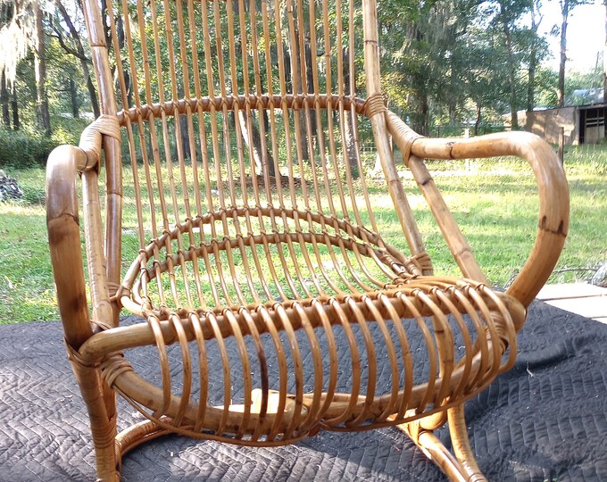 Vintage Italian Bent Bamboo Arm Chair Attributed to Tito Agnoli - Etsy