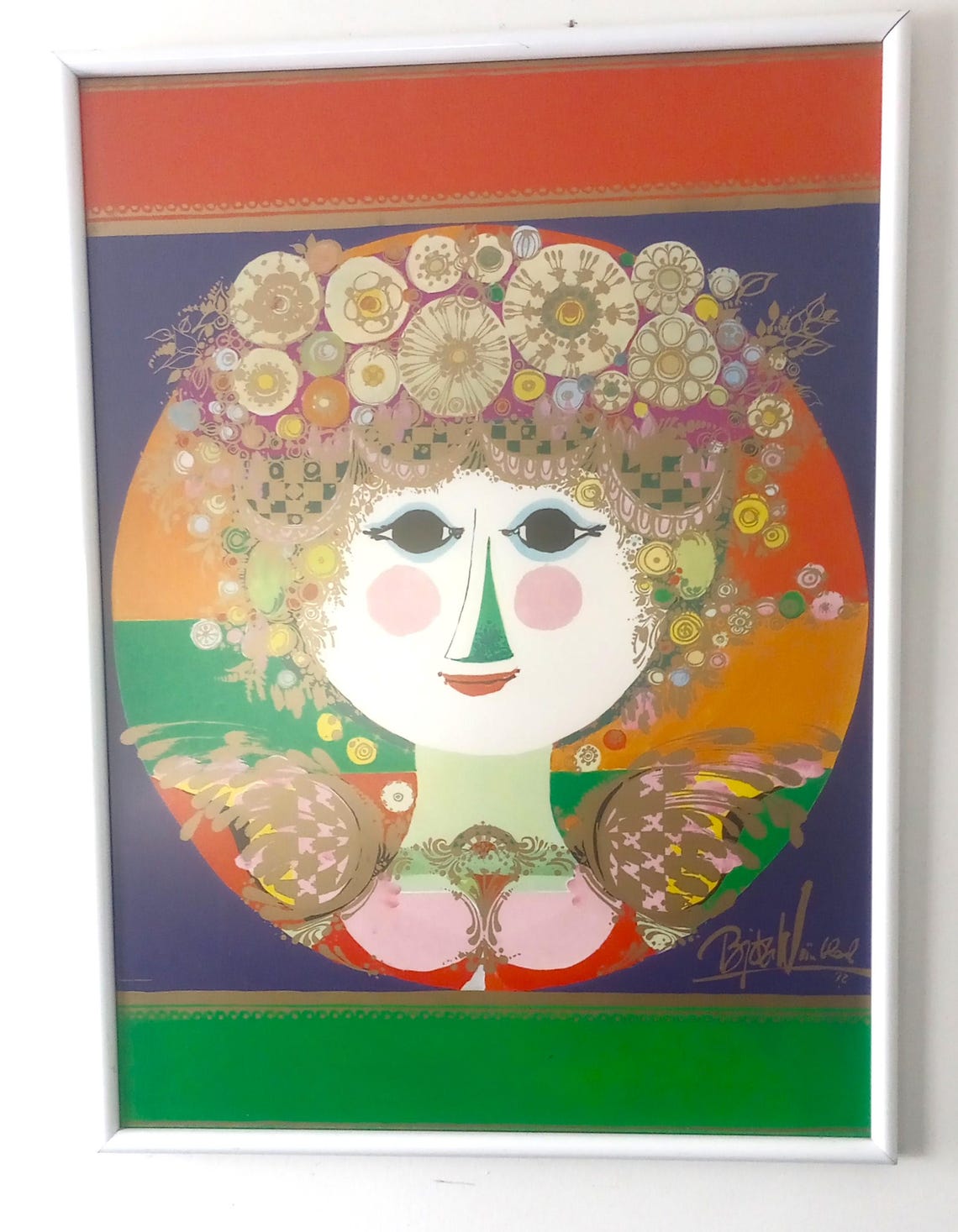 Vintage Bjorn Winblad " Christmas at Bjorn's House " Original Framed ...