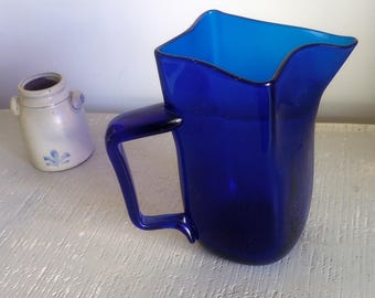 Cobalt Blue Blenko Double Pitcher/carafe - Etsy