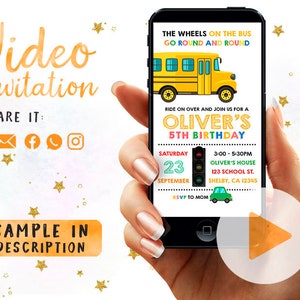 Wheels on the Bus Invitation, School Bus Birthday Party, Wheels on the ...