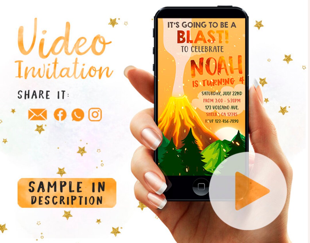 Volcano Invitation, Volcano Birthday Party, Volcano Invite, Lava Party ...