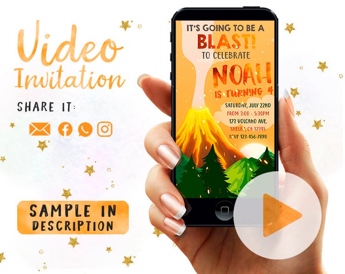 Volcano Invitation, Volcano Birthday Party, Volcano Invite, Lava Party ...