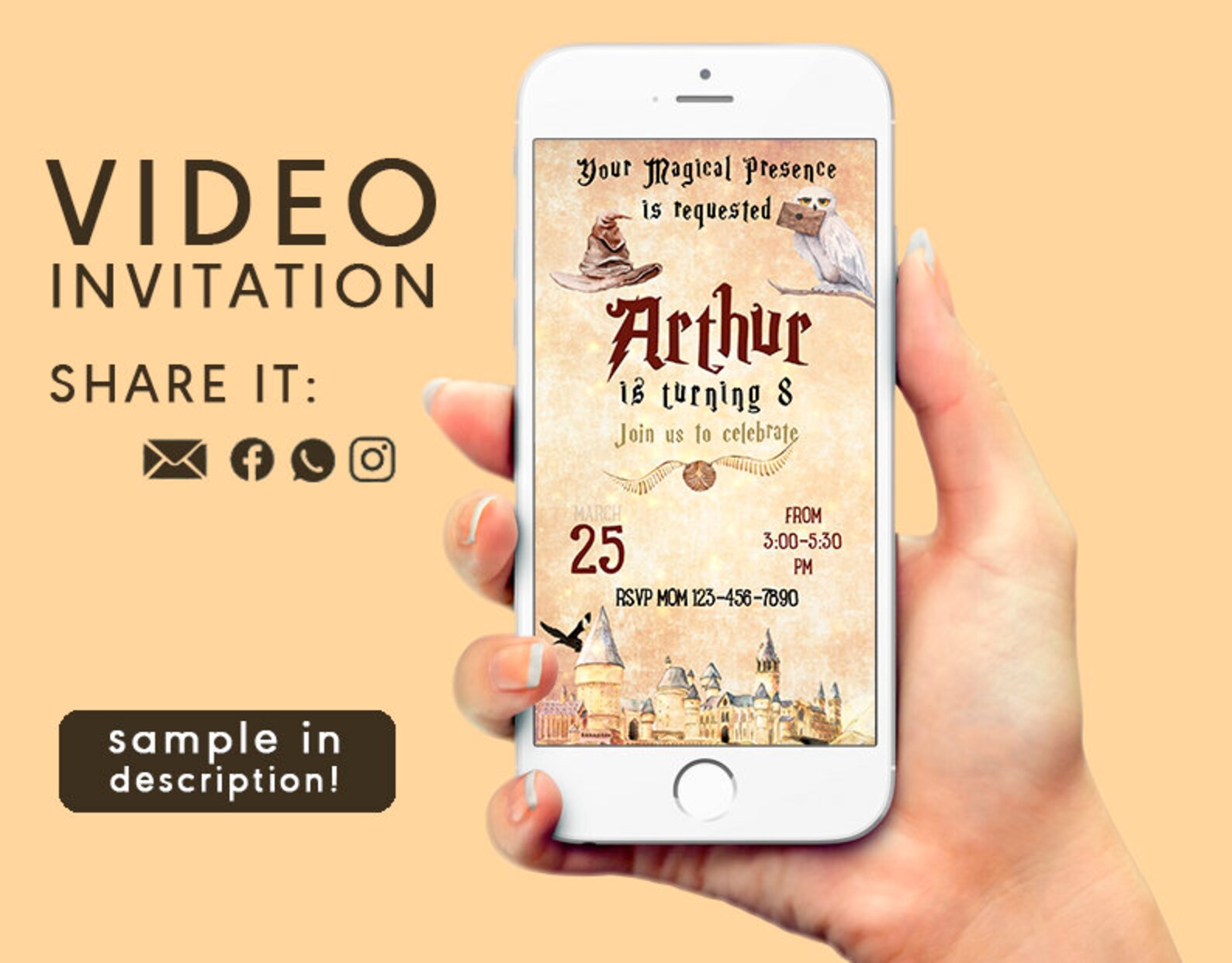 Wizard Invitation, Wizard Birthday Invite, Wizard Party Video, Magical ...