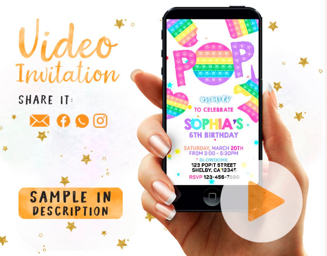 Pop It Invitation, Pop It Birthday Party, Fidget Party Invitation, Pop ...