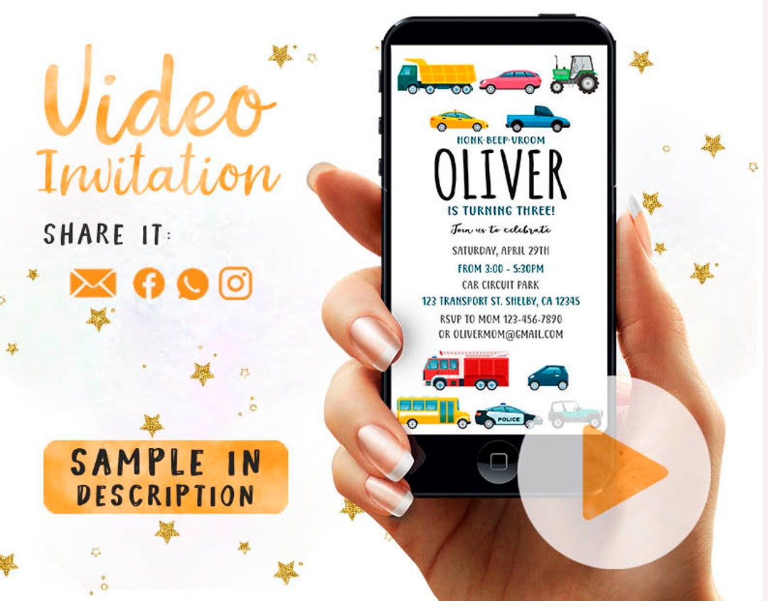 Transportation Invite, Transport Cars Traffic Invitation, Traffic Car ...