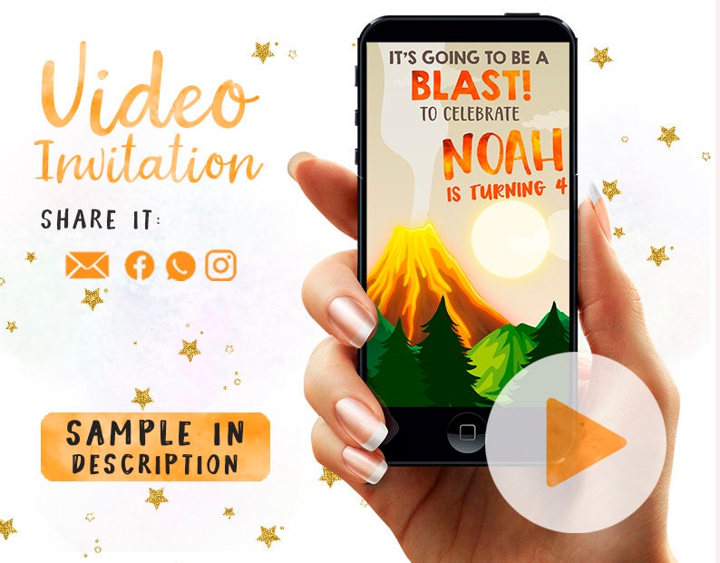 Volcano Invitation Volcano Birthday Party Volcano Invite - Etsy