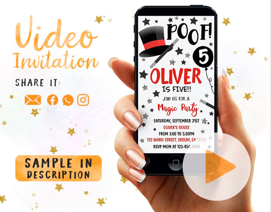 Magic Birthday Inviation, Magic Invitation, Magician Birthday Party ...
