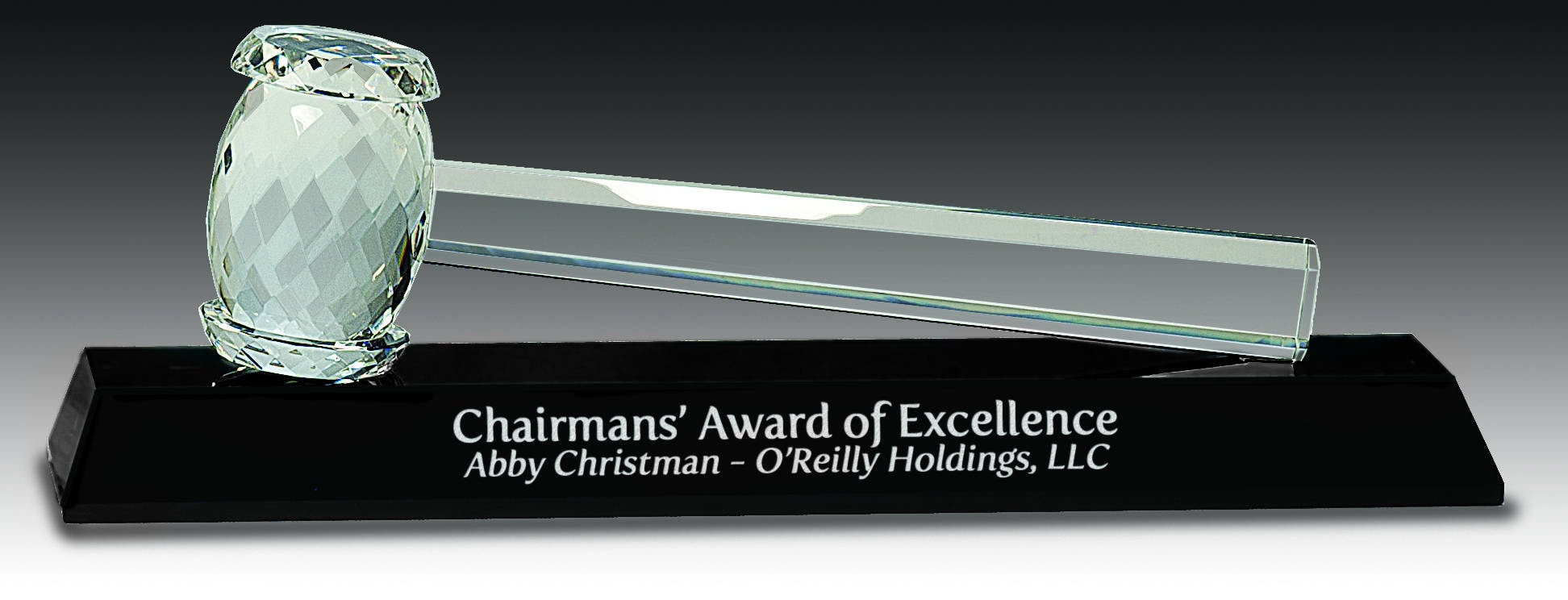 Personalized Engraved Crystal Gavel Attached to a Black Crystal Stand ...