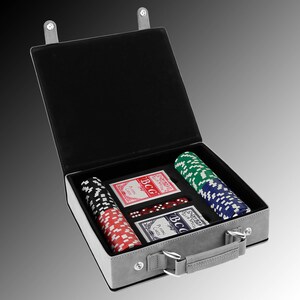 Poker Set, Custom Engraved Leatherette Case, 100 Commercial Grade Poker ...